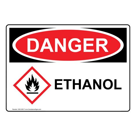 Osha Ghs Sign Danger Ethanol Hazmat