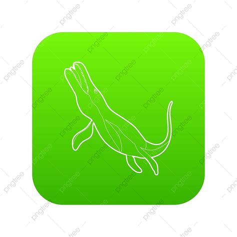 Underwater Dinosaur Icon Green Vector Isolated On White Background Ness Ocean Illustration