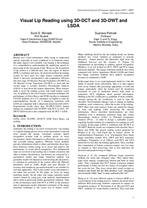 Pdf Visual Lip Reading Using 3d Dct And 3d Dwt And Lsda Suprava