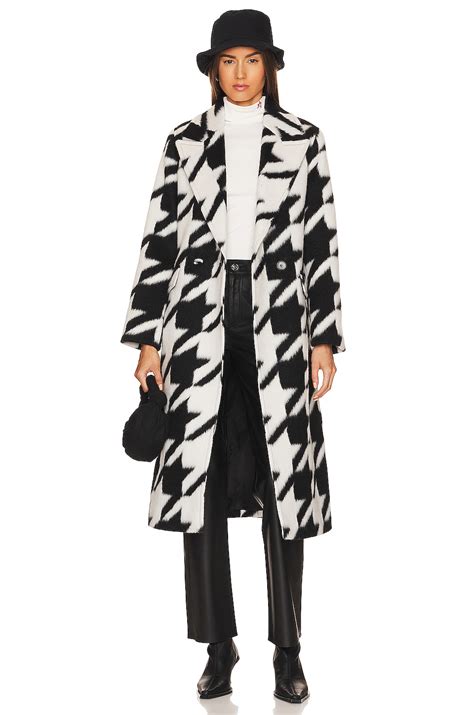 Allsaints Mabel Houndstooth Coat In Black And White Revolve