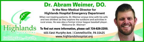 Welcome Dr Abram Weimer Do Dr Highlands Hospital