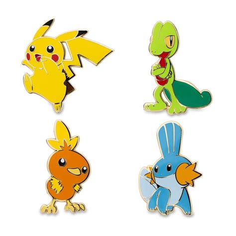 Pikachu Treecko Torchic And Mudkip Pokémon Pins 4 Pack Pokémon