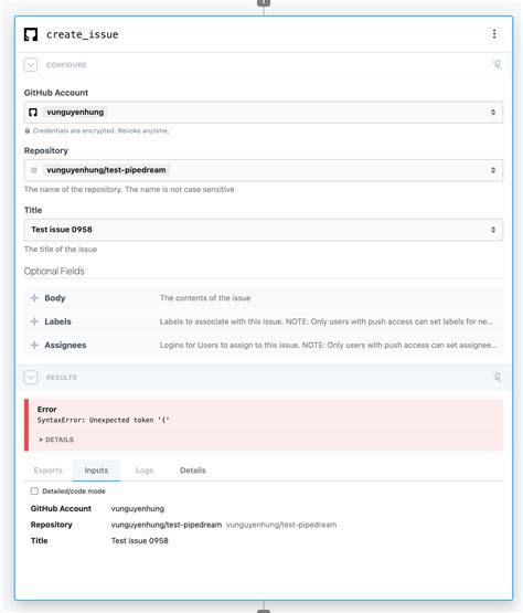 Bug Github Create Issue Action Failed With Syntax Error Unexpected Token · Issue 7215