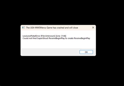Keep Getting This Error Rmechwarrior5