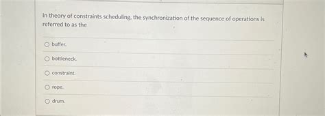 Solved In Theory Of Constraints Scheduling The