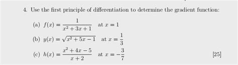 Use The First Principle Of Differentiation To Determine The Gradient Func