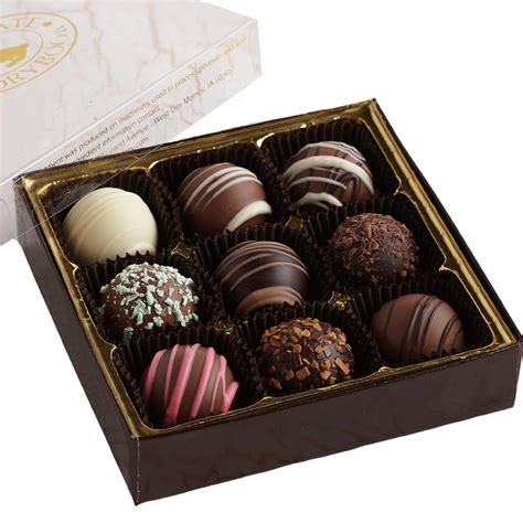 Assorted Chocolate Truffles T Box 9pc Gold Wrapped