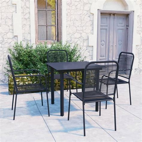 5 Piece Garden Dining Set Black Glass And Steel Vidaxl Big W
