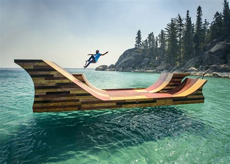 Floating Skateboard Ramp Installed On Lake Tahoe For Bob Burnquist