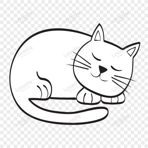 Gambar Kucing Kartun Hitam Putih Png Free A Black And White Patterned
