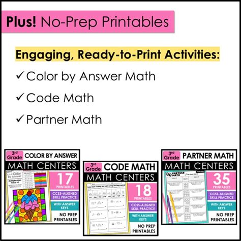 3rd Grade Math Practice And Activities Comprehensive Collection Of Math Centers