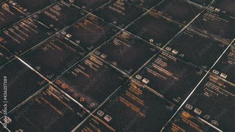 Computer Table With Program Text Animation 3d Table In Computer