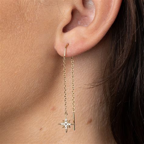 Scream Pretty Gold Starburst Threader Earrings Castle Collection
