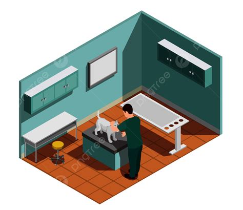 Vet Clinic Isometric Composition With Veterinarian In Doctors Office