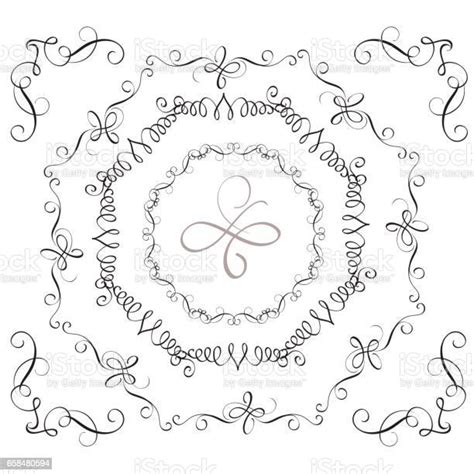 세트 장식 빈티지 프레임 및 디자인에 대 한 코너입니다 벡터 일러스트 레이 션 Eps10 0명에 대한 스톡 벡터 아트 및 기타 이미지 0명 꽃 식물 날씨 Istock