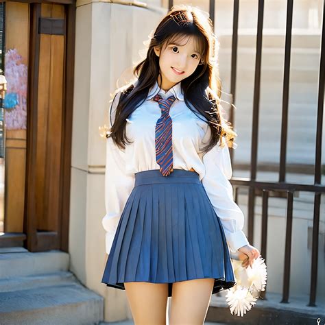 Araffe Asian Woman In A Skirt And Tie Posing For A Picture Seaart Ai