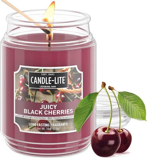 Candle Lite Scented Candles Juicy Black Cherries 18 Oz Jar Proudly Poured In The