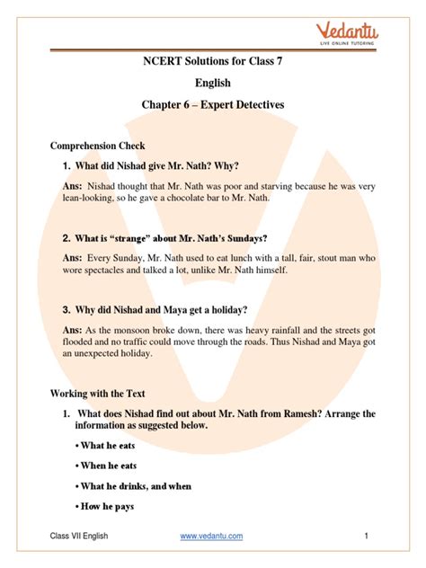 Ncert Solutions For Class 7 English Honeycomb Chapter 6 Expert