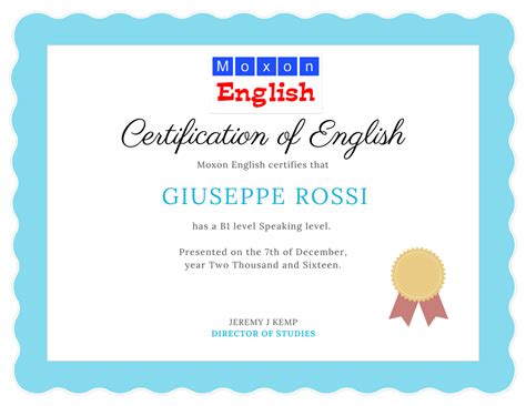 Speaking Level Certificate