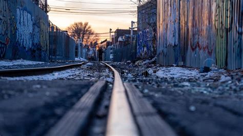 Railway Tracks With Vibrant Graffiti Editorial Photography Image Of