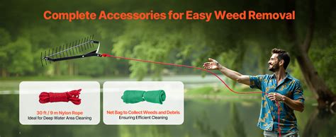 32x63 In Pond Aquatic Weed Rake Double Sided Lake Weed Removal Rake