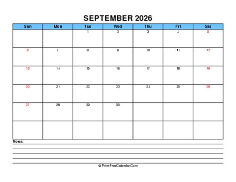 September 2026 Calendars Word Pdf Excel