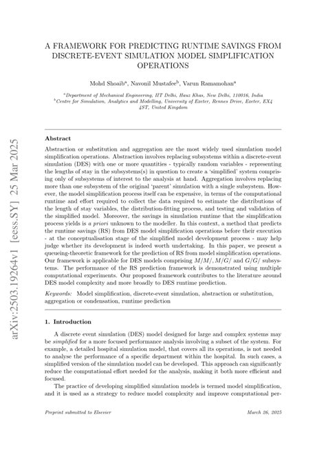Pdf A Framework For Predicting Runtime Savings From Discrete Event Simulation Model