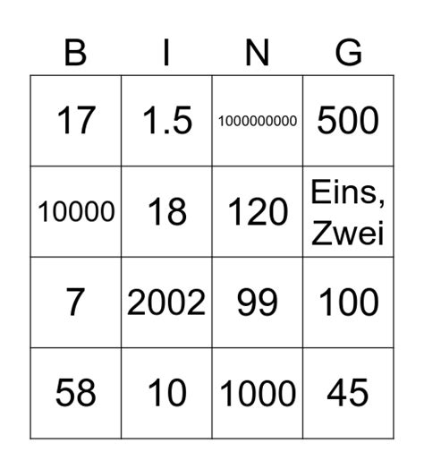 Getallen Ronde Bingo Card