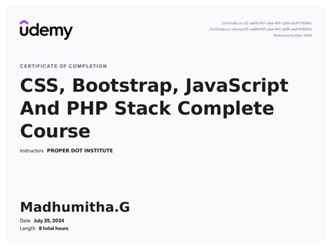 Completed Css Bootstrap Javascript And Php Courses Madhumitha G