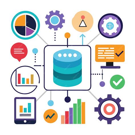 Data Management Concept Illustration With A Database Server And Various