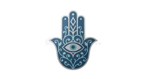 Blue Hamsa Hand With Evil Eye Amulet Illustration Stock Vector