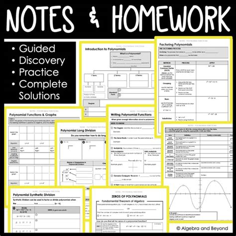 Polynomial Functions Unit Guided Notes Videos Homework Assessment
