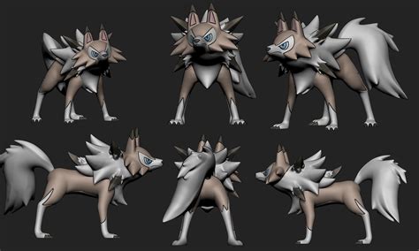 Stl File Pokemon Lycanroc Midday With 2 Poses・design To Download And