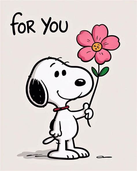 Snoopy With Flower Snoopy Aesthetic Flowers Snoopy Drawing Snoopy
