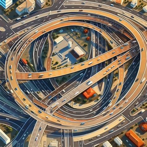 Premium Photo Highway Junction Top View Road Intersection With