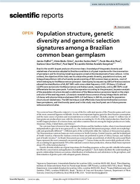 Pdf Population Structure Genetic Diversity And Genomic Selection