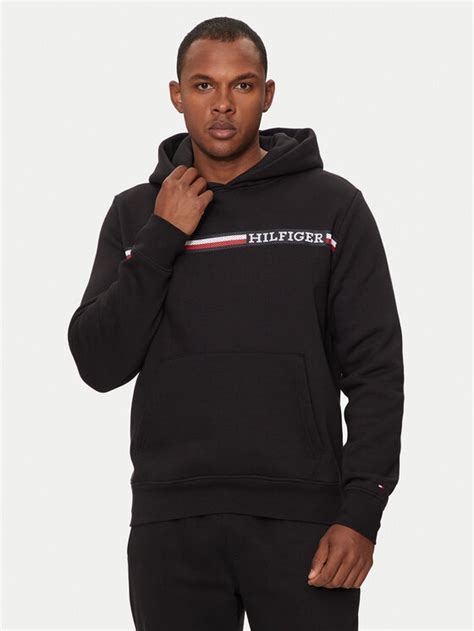 Tommy Hilfiger Суитшърт Chest Stripe Mw0mw36737 Черен Regular Fit