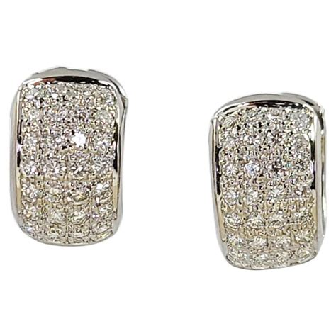 White Gold Pave Huggie Hoop Earrings For Sale At 1stdibs