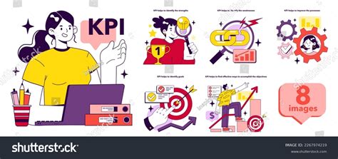 Key Performance Indicators Implementation Benefits Set Stock Vector Royalty Free