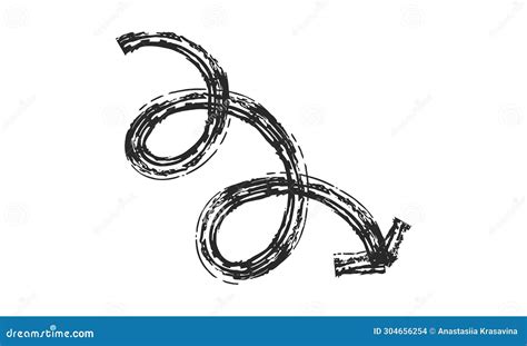 Brush Drawn Thick Doodle Squiggle Arrow Black Grunge Banner For Your Design Stock Vector