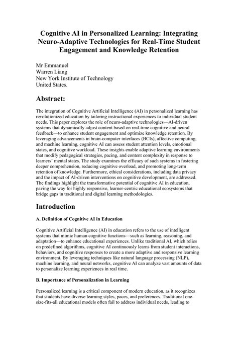 Pdf Cognitive Ai In Personalized Learning Integrating Neuro Adaptive