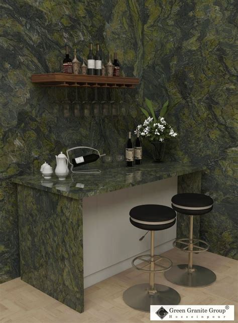 Luxury Bar With Picasso Green Granite Green Granite Granite Stone