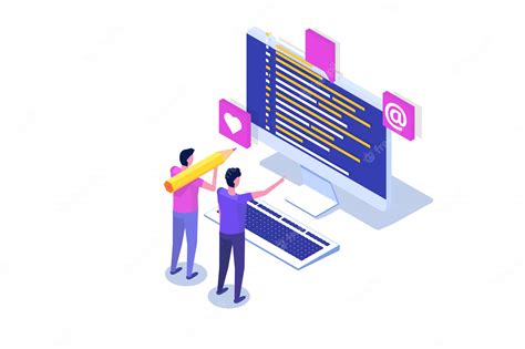 Premium Vector | Coding, software development, programming isometric concept, program code on screen