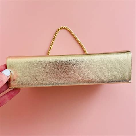 Vintage 1960s Metallic Gold Structured Rectangle Hand Gem