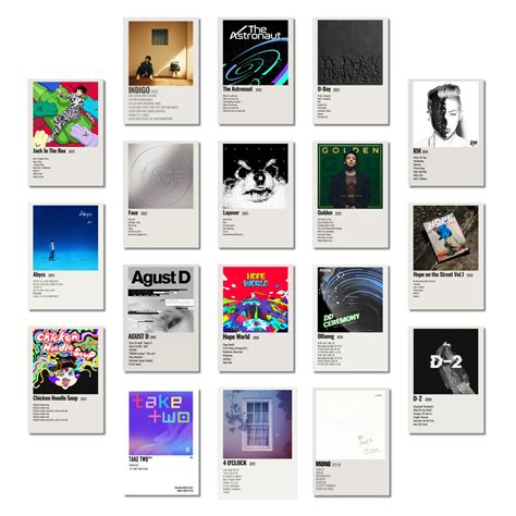 Bts Members Solo Album Songs Minimalist Posters Pack Of 18