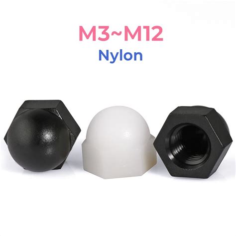 Black White Nylon Cap Nuts M3 M4 M5 M6 M8 M10 M12 Plastic Insulation