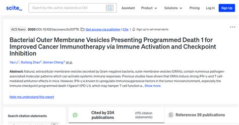 [citation Report] Bacterial Outer Membrane Vesicles Presenting Programmed Death 1 For Improved