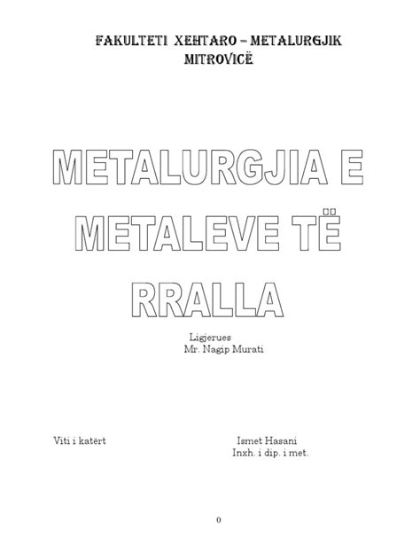 Metalurgjia E Metaleve Të Rralla Pdf Pdf