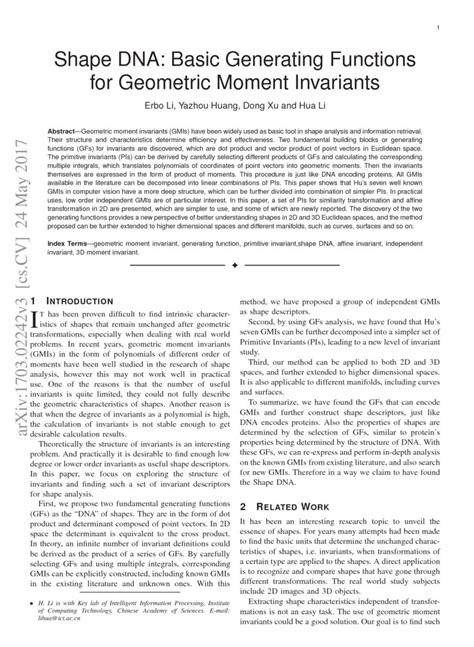 Shape Dna Basic Generating Functions For Geometric Moment Invariants