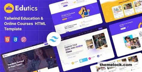 Edutics Tailwind Education Online Courses HTML Template Themelock